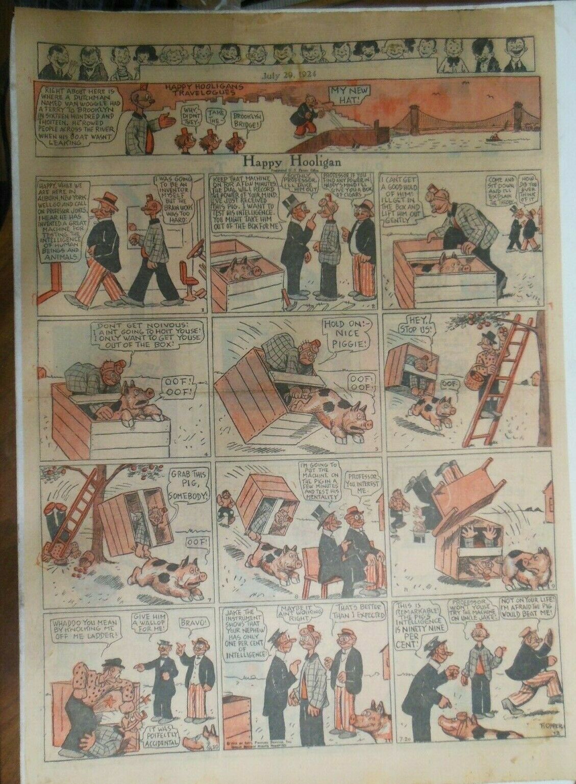 Happy Hooligan Sunday by Frederick Opper from 7/20/1924 Full Page Size ...