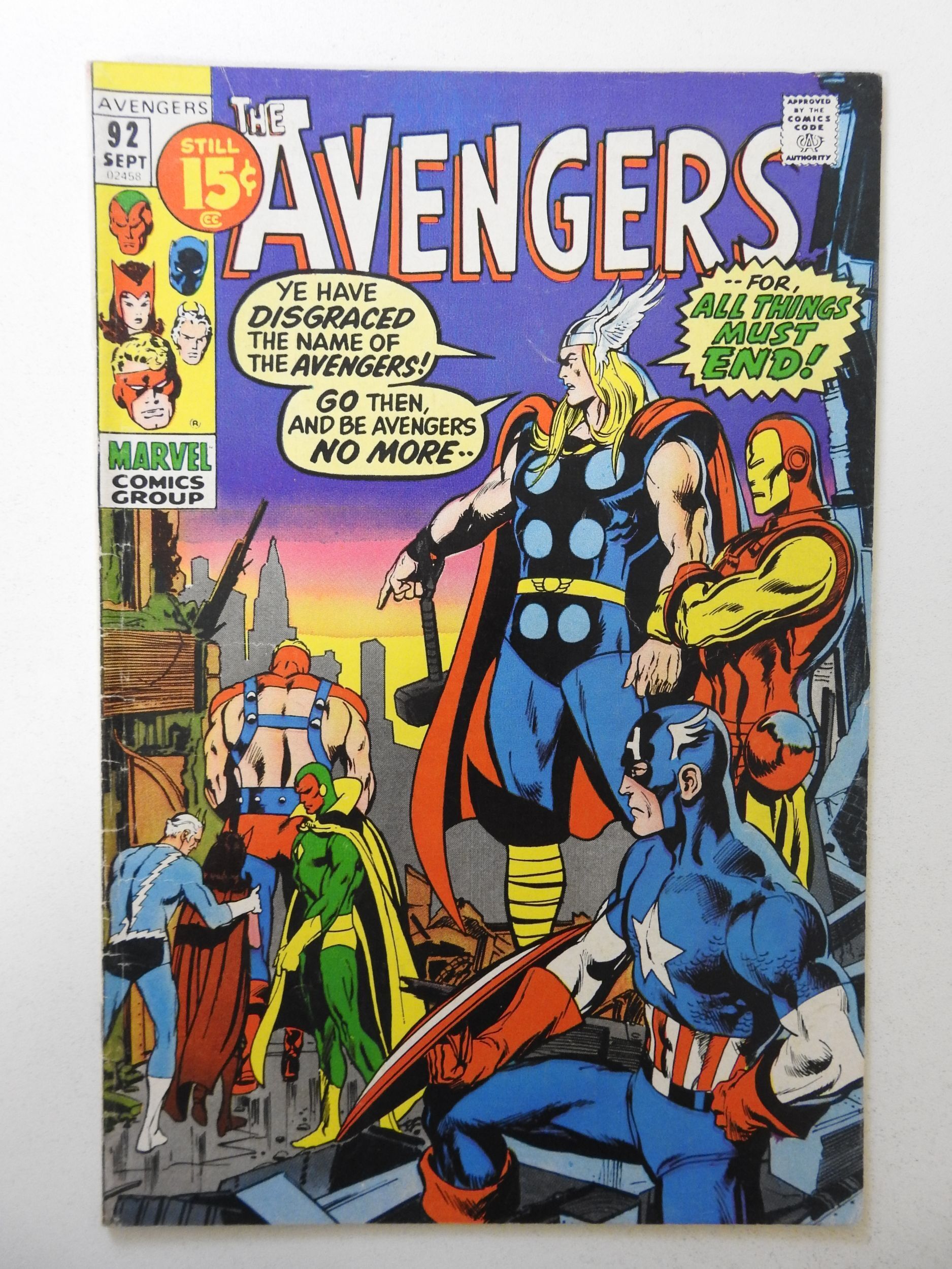 The Avengers #92 (1971) VG+ Condition moisture stain | Comic Books ...