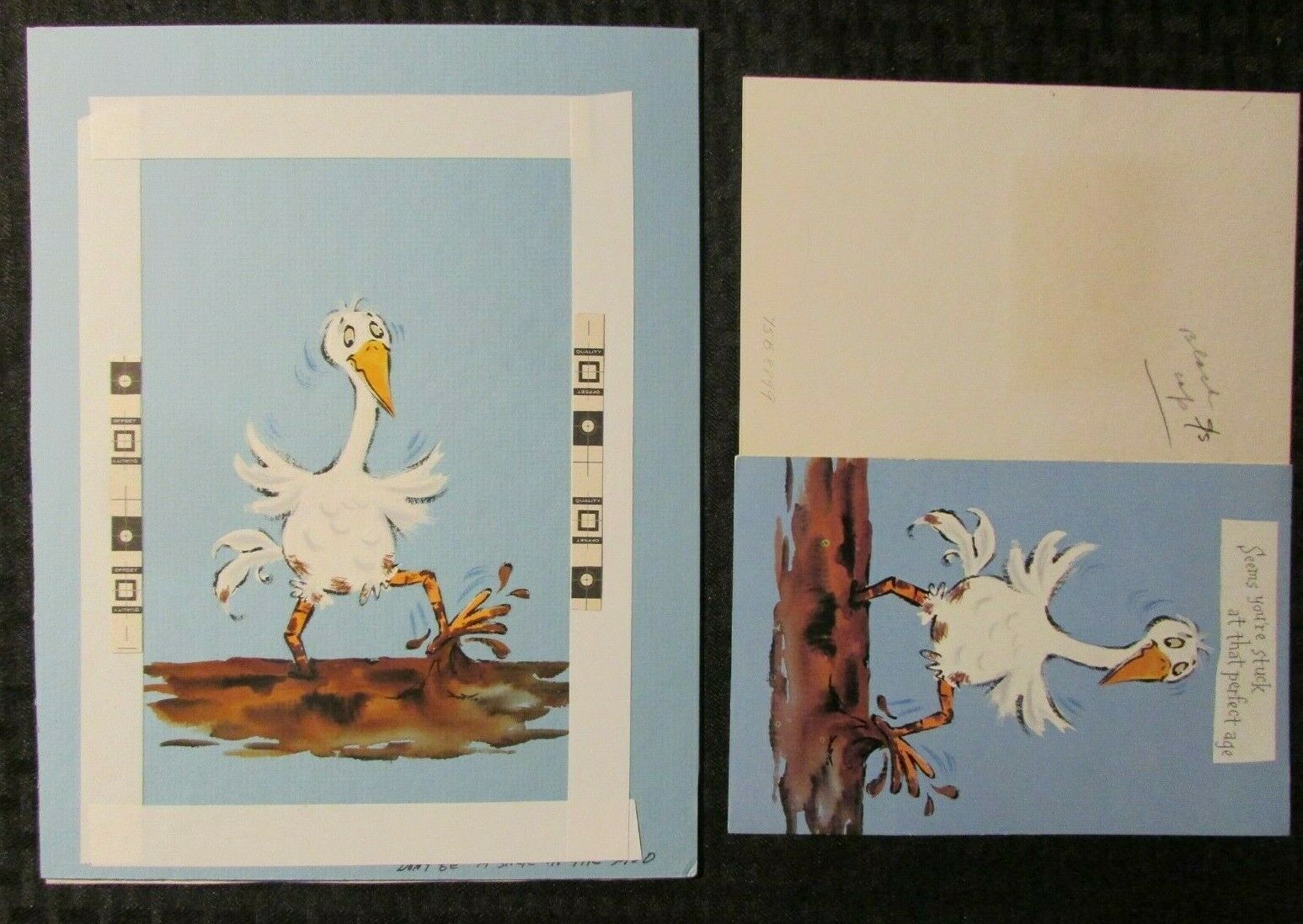 DIRTY DUCK 8x10.5" #8899 Happy Birthday Greeting Card Art w/ Mock-Up ...