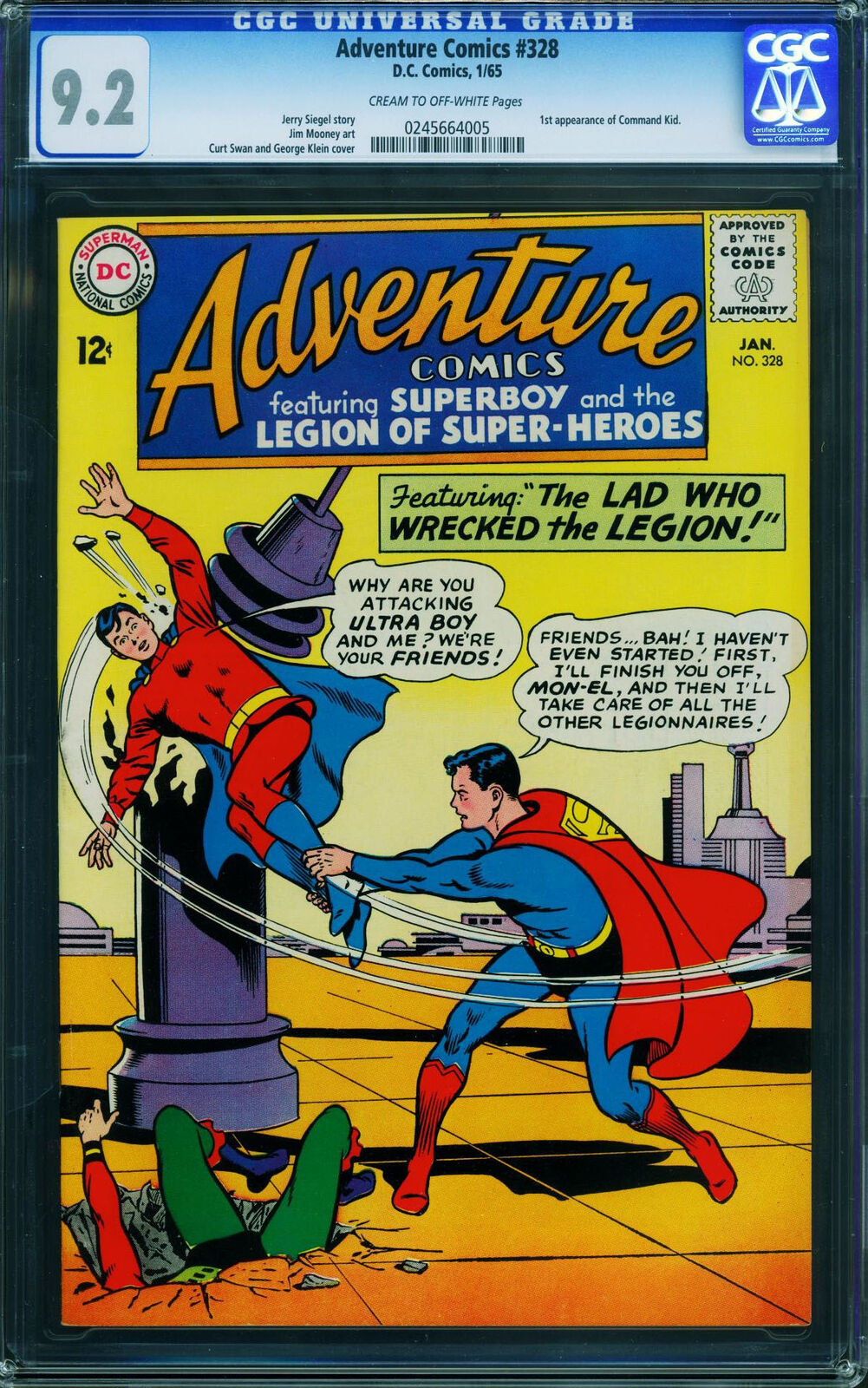 ADVENTURE COMICS #328 CGC 9.2 1965-First Command Kid- 0245664005 ...