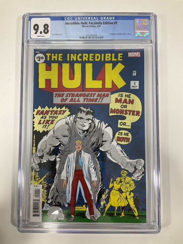 Incredible Hulk Facsimile Edition 1 CGC 9.8 White Pages Marvel 2023 ...