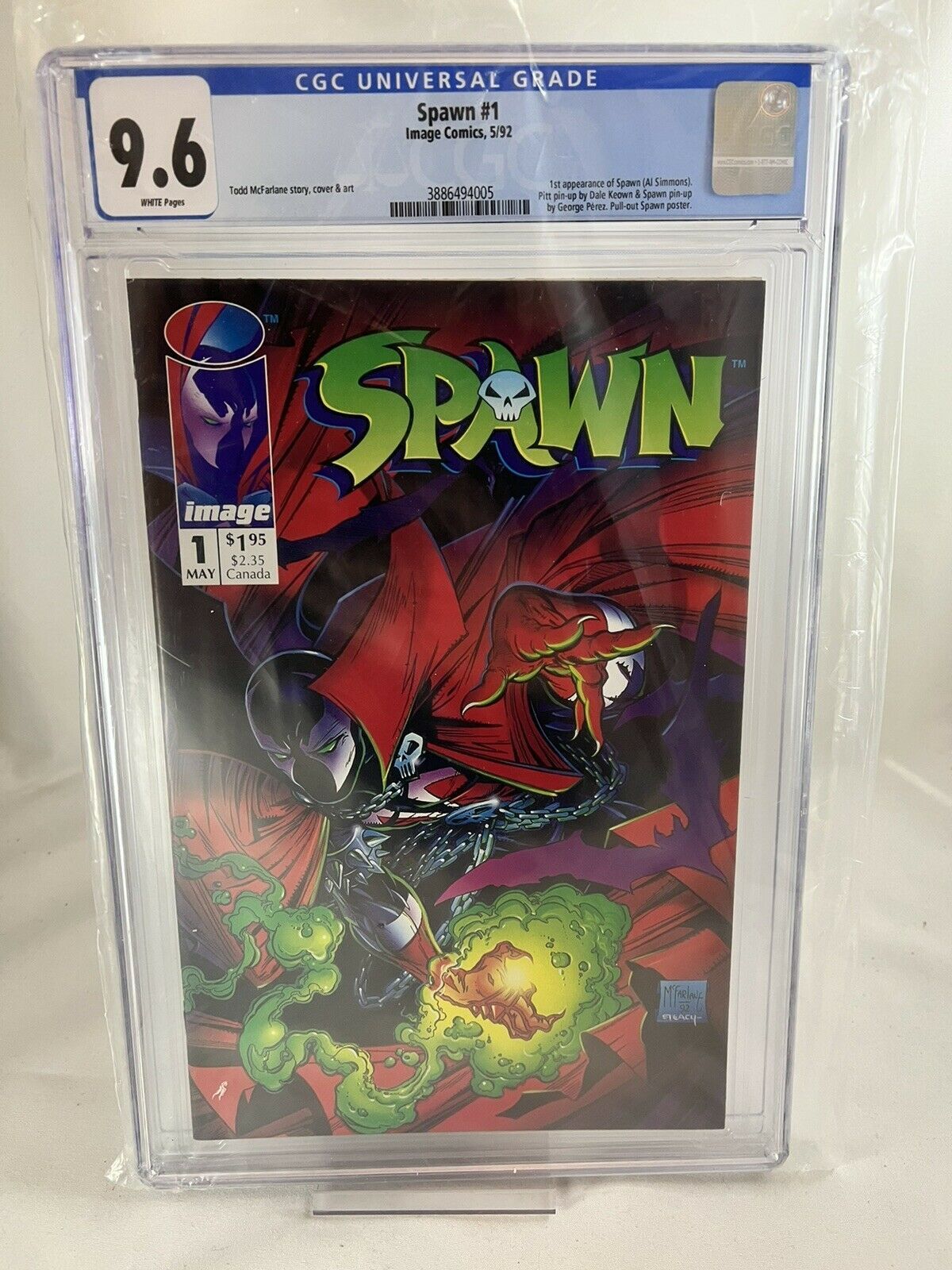 Spawn #1 CGC 9.6 WP First App of Spawn Todd McFarlane Image Comic 1992 ...