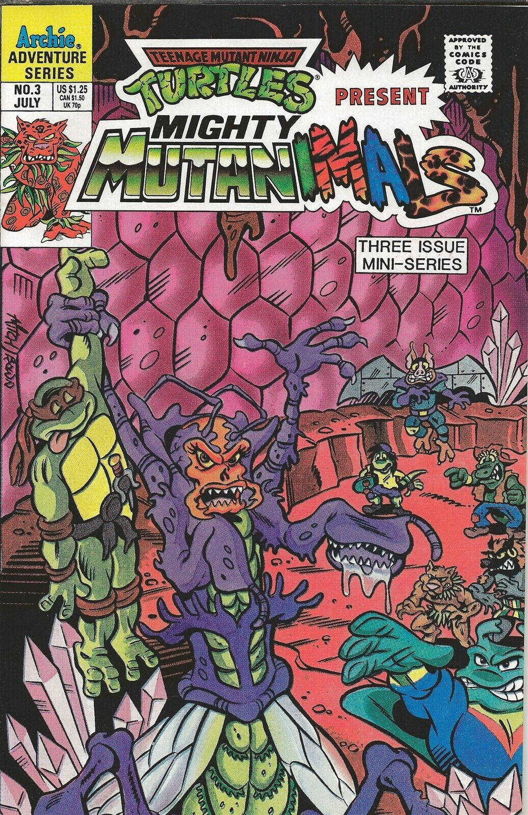 TMNT Presents Mighty Mutanimals #3 ORIGINAL Vintage 1991 Archie Comics ...