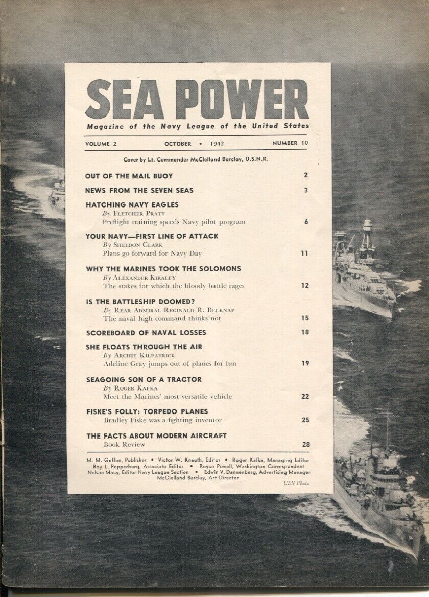 Sea Power 10/1942-McClelland Barclay cover art-war pix &info-Marines ...