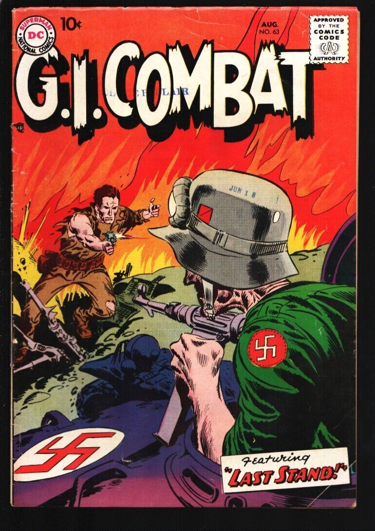 G.I. Combat #63 1958-DC-Joe Kubert flaming Nazi battle cover-P T Boat ...
