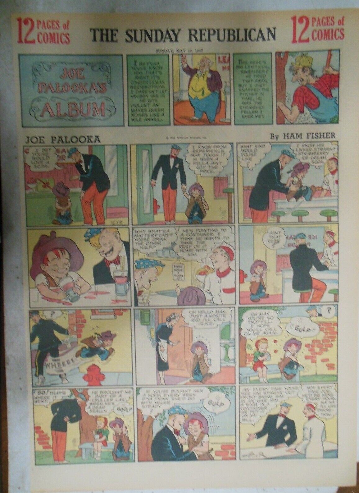Joe Palooka Sunday Page by Ham Fisher from 5/29/1938 Rare Large Full ...