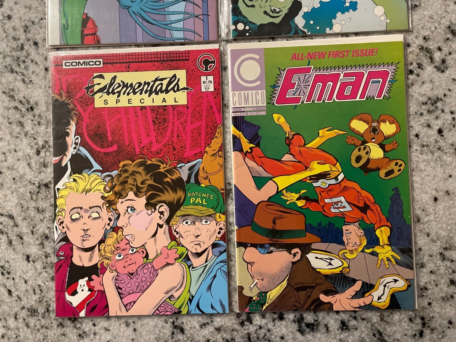 4 Comic Books E-Man #1 Elementals Special #1 Fathom #1 Fish Police #1 ...