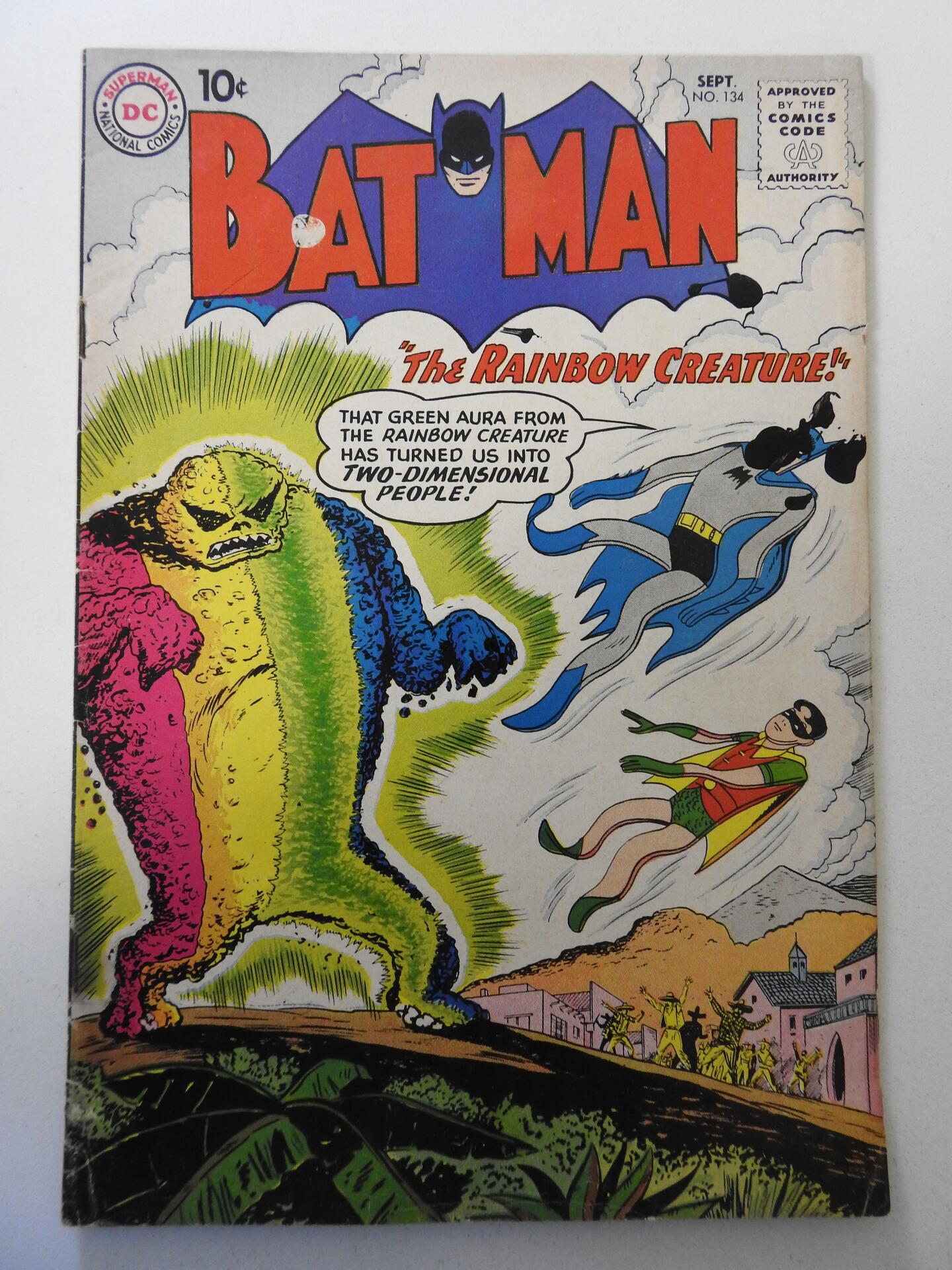 Batman #134 (1960) GD Condition moisture damage, rust on staples, paint ...