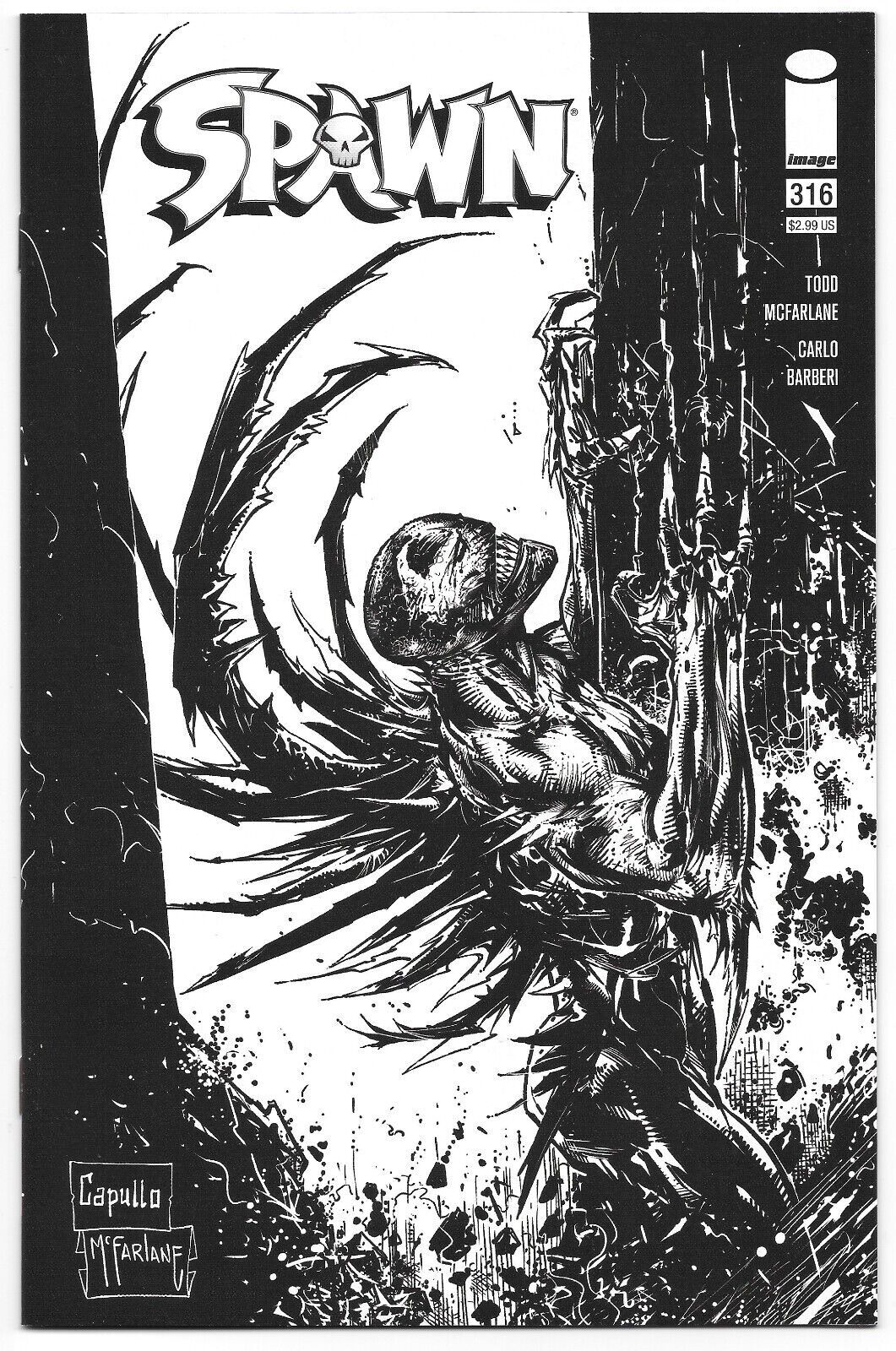 Spawn #316 (03/2021) Image Comics Capullo & McFarlane Black & White Variant Covr | Comic Books ...