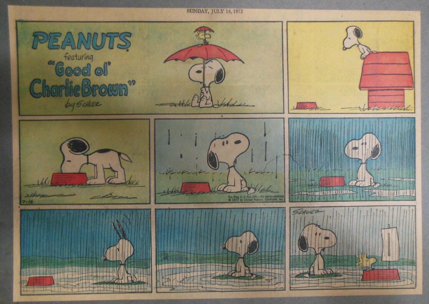 Peanuts Sunday Page by Charles Schulz from 7/16/1972 Size: ~11 x 15 ...
