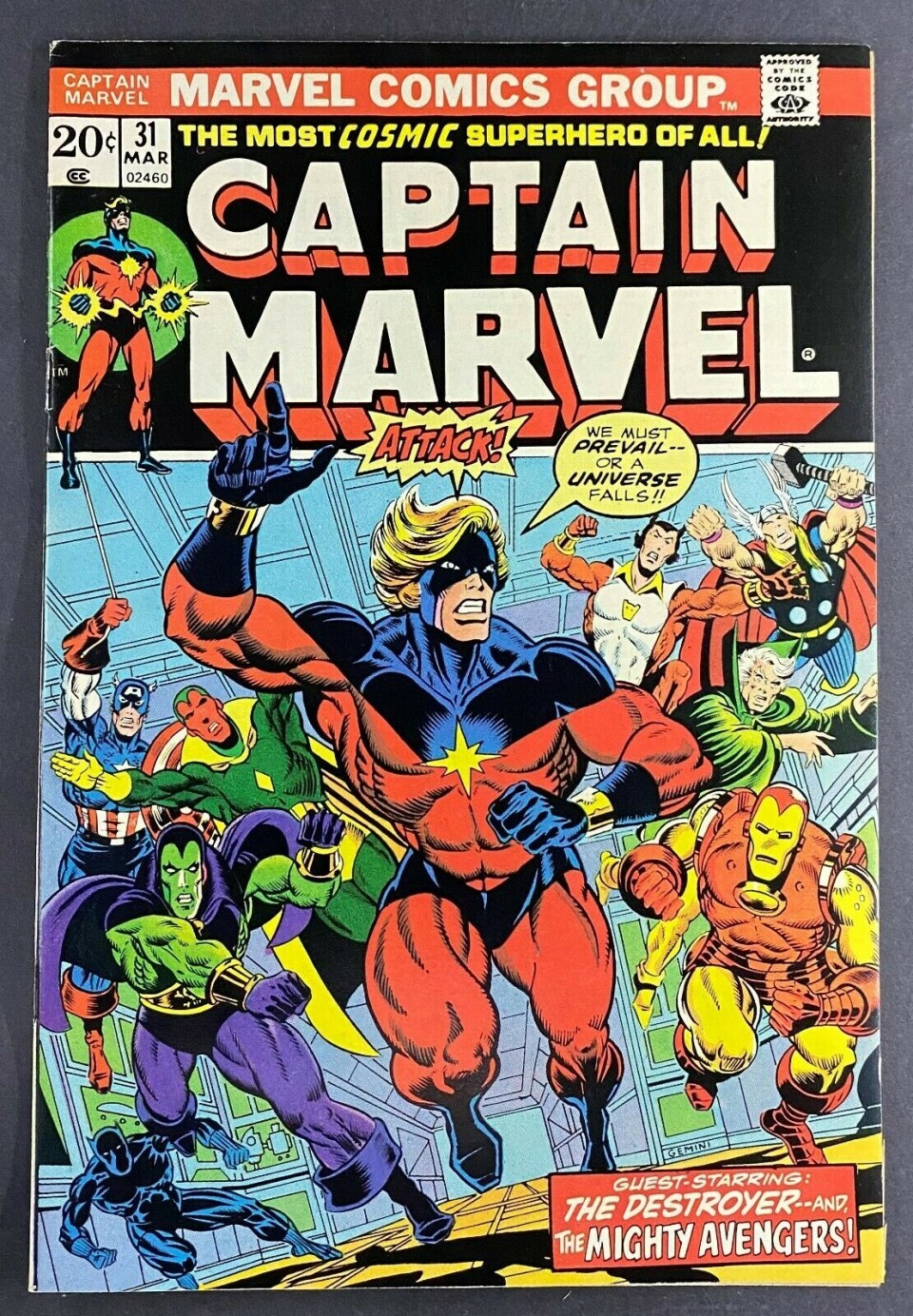 Captain Marvel (1968) #31 VF- (7.5) Thanos Death Drax Avengers Jim ...