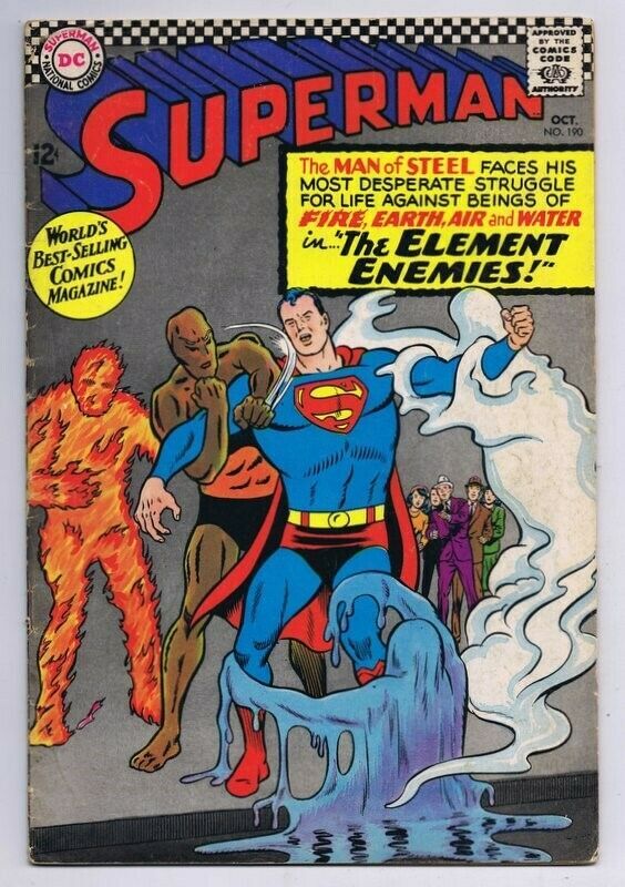 Superman #190 ORIGINAL Vintage 1966 DC Comics | Comic Books - Silver ...