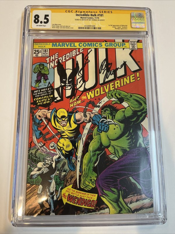 Incredible Hulk (1974) # 181 (CGC 8.5 SS) Signed Sketch (Wolverine) Roy ...