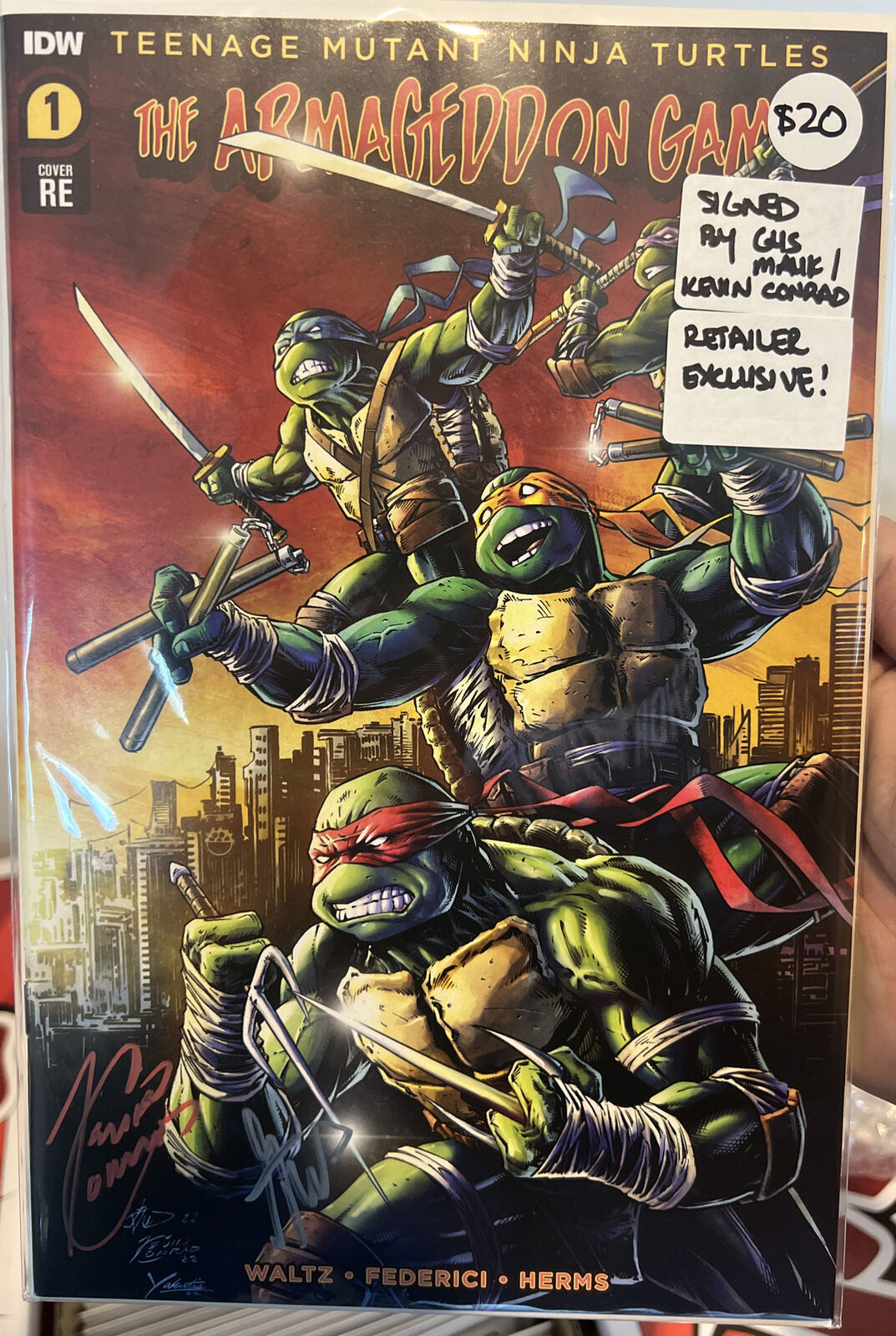 TMNT: Armageddon Game 1 Comic Vault Variant Signed By Gus Mauk & Kevin ...