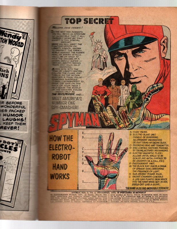Top Secret Adventures Spyman #1 - 1st Steranko art - Harvey - 1966 - VG ...