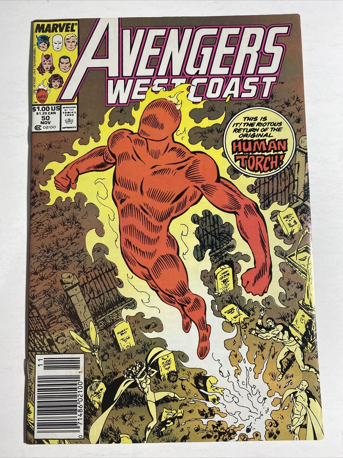 Avengers West Coast #50 RETURN OF THE ORIGINAL HUMAN TORCH! John Byrne ...