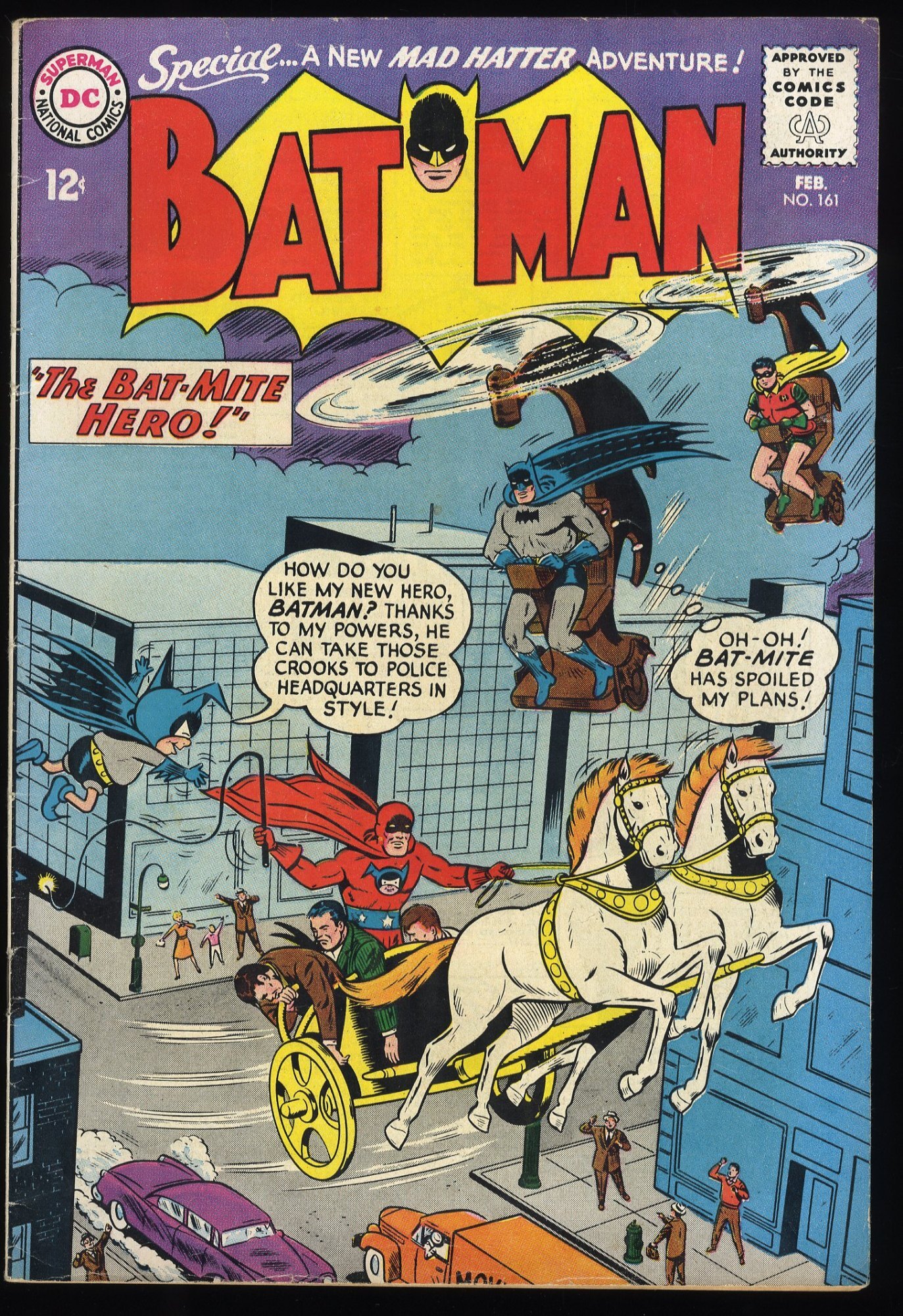 Batman #161 FN/VF 7.0 New Crimes of the Mad Hatter! Bat-mite Appearance ...