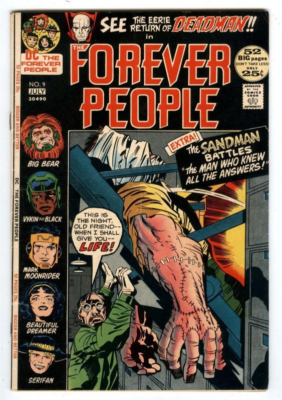 The Forever People #9 July 1972 Jack Kirby Deadman x-over-S&K Sandman ...