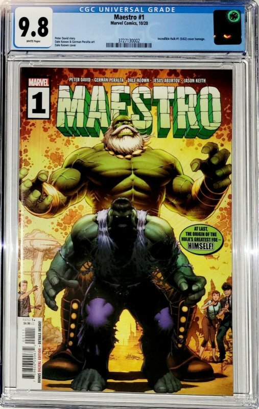 Maestro #1 CGC 9.8 (Marvel 2020) Premiere issue, Incredible Hulk homage ...