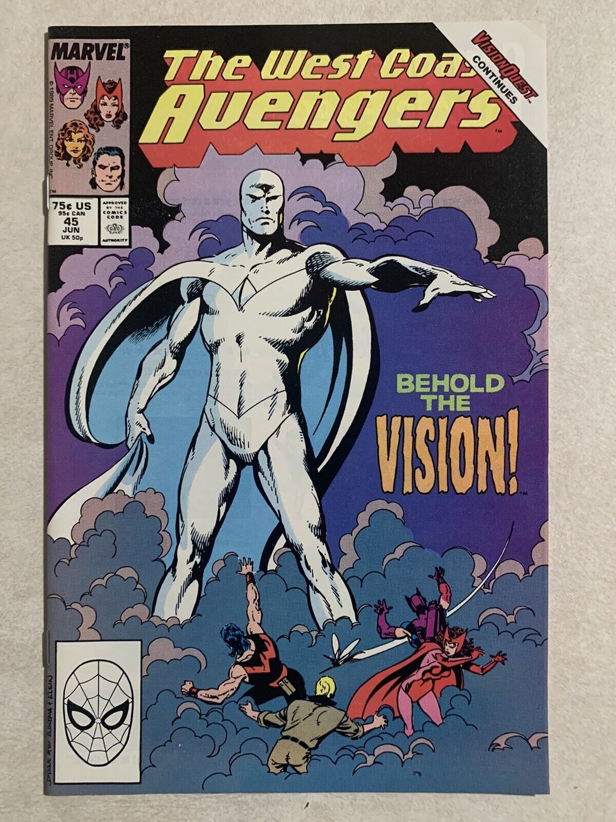West Coast Avengers #45 NM- 9.2 1st White Vision! Marvel 1989 John ...
