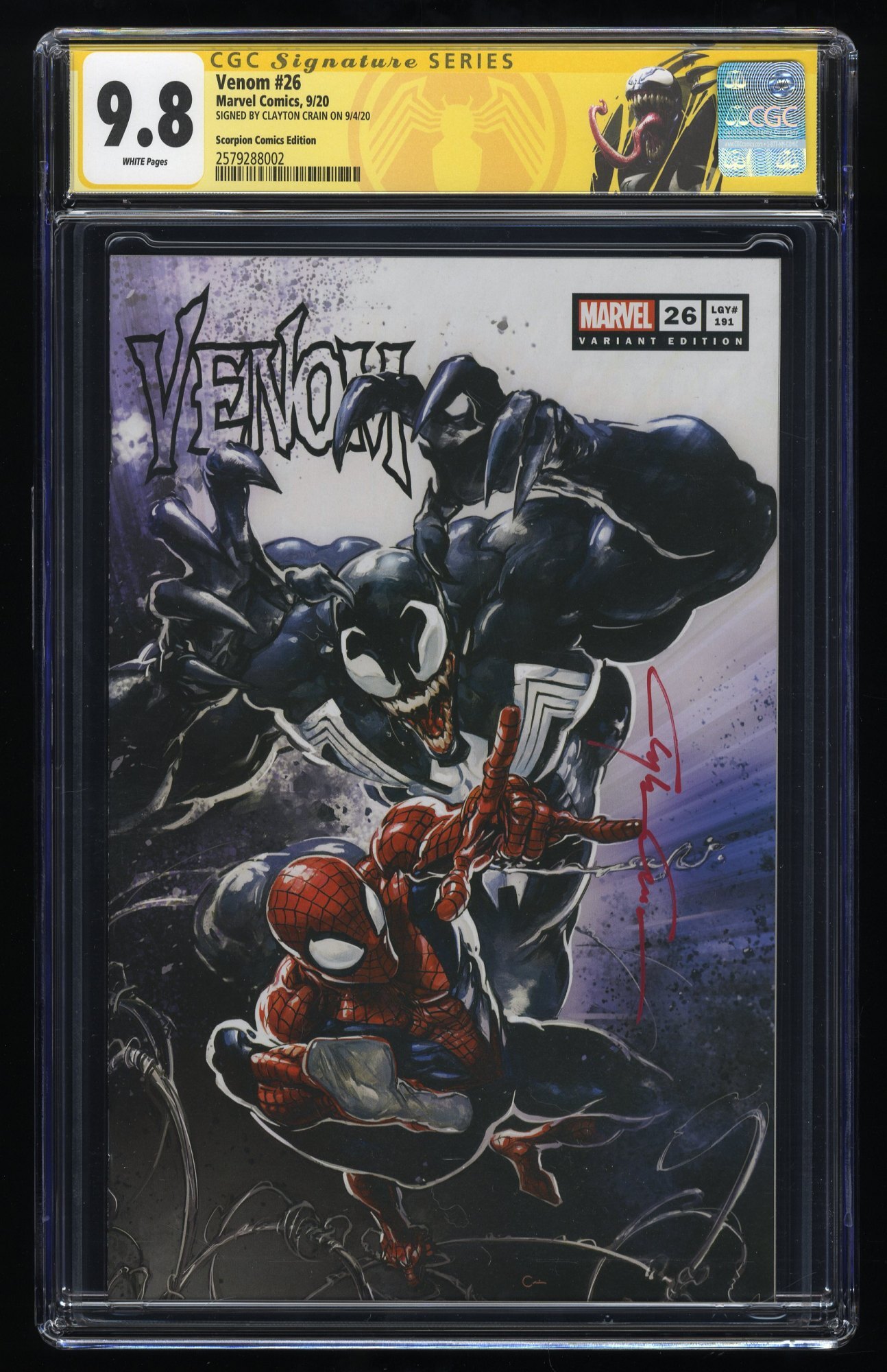 Venom #26 CGC NM/M 9.8 Signed SS Clayton Crain Scorpion Comics Variant ...