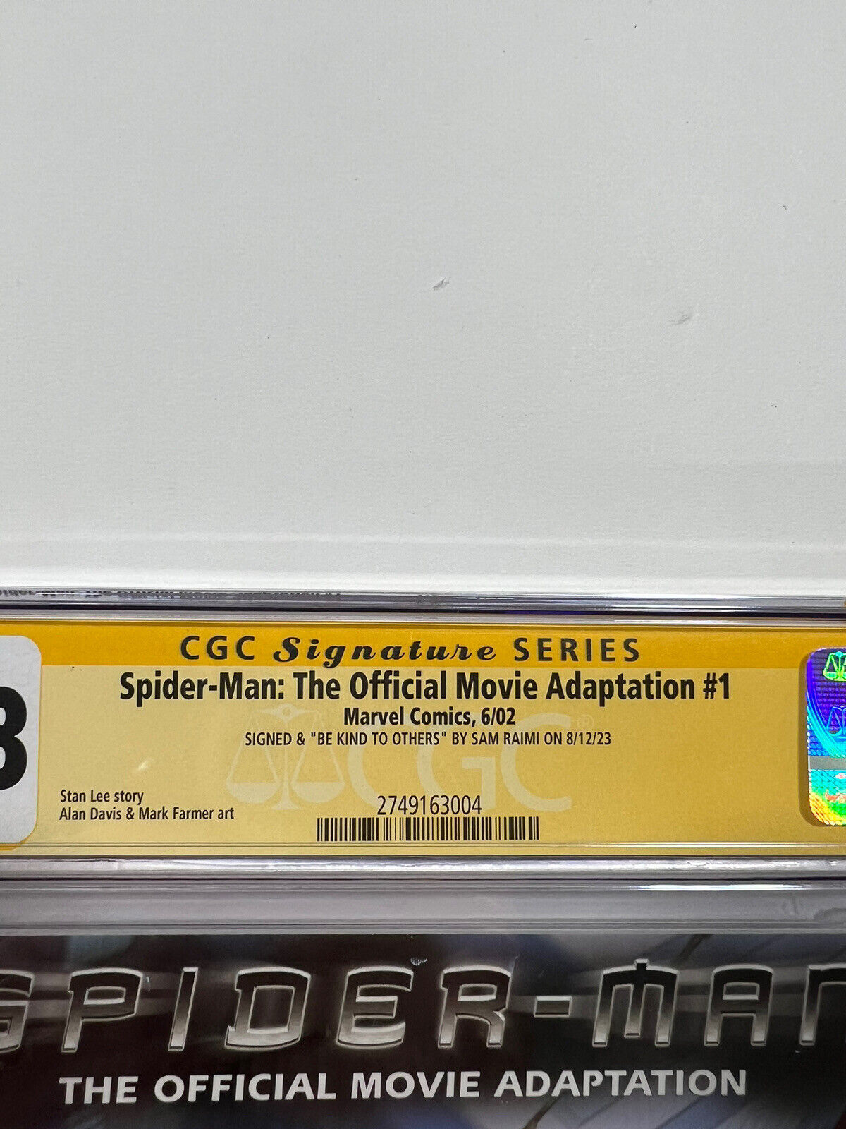Spider-man Official Movie Adaptation 1 Cgc 9.8 SS Signed Sam Raimi With ...