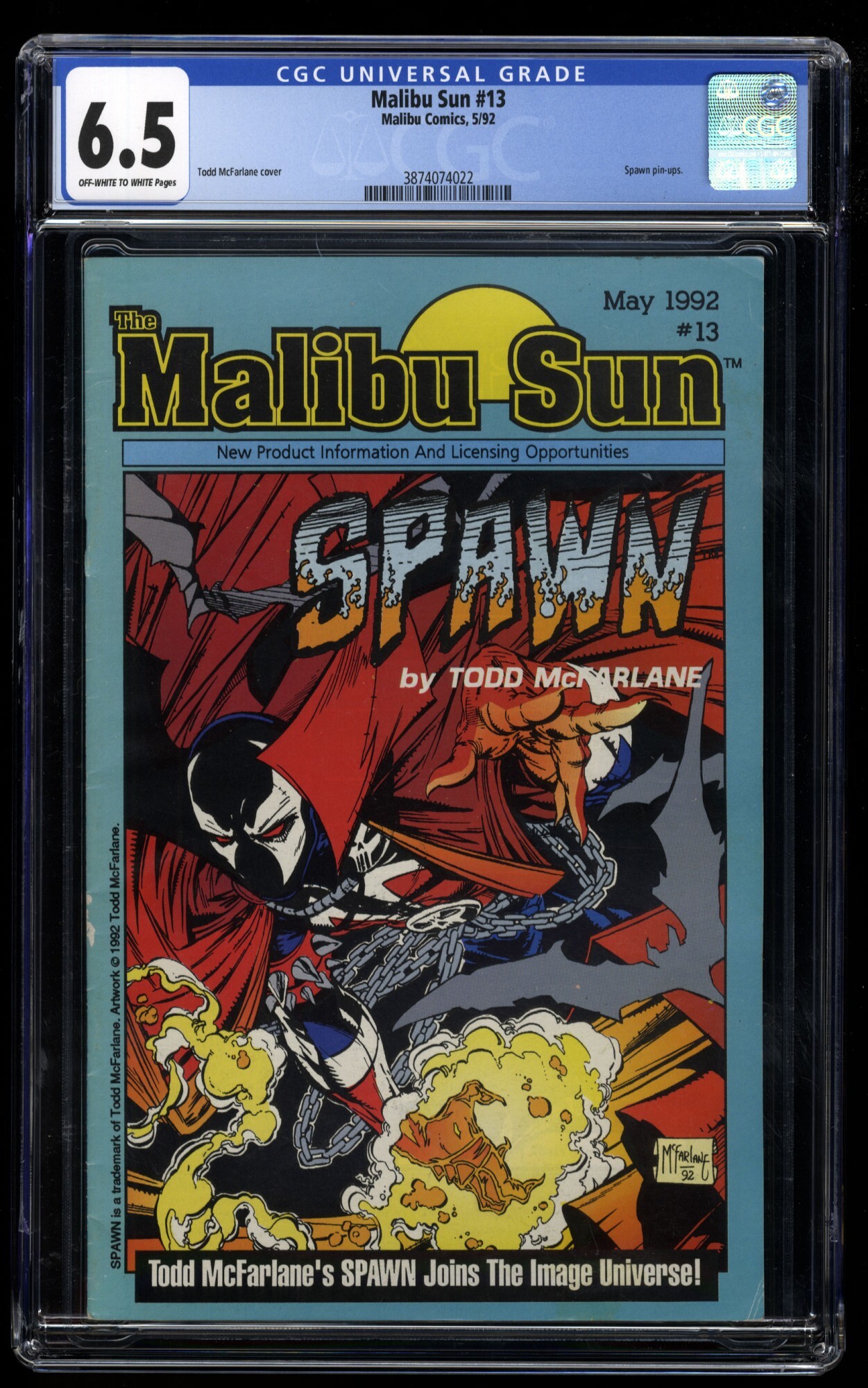Malibu Sun #13 CGC FN+ 6.5 Off White to White 1st Spawn! | Comic Books ...