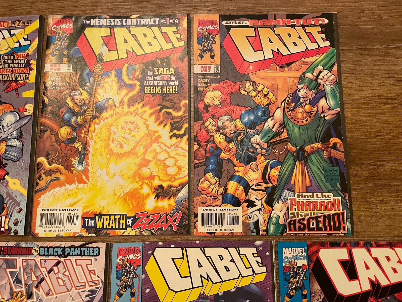 7 Cable Marvel Comic Books # 51 52 54 55 57 59 60 Wolverine X-Men Hulk ...