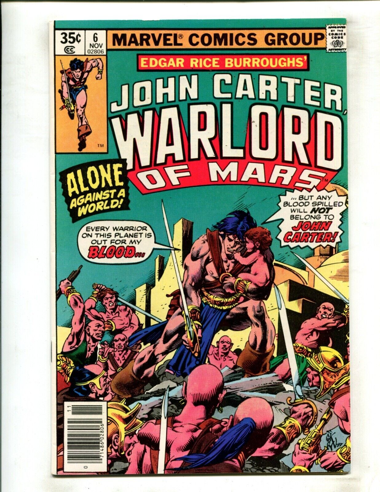John Carter Warlord of Mars #6 (9.2 OB) Alone Against a World!! 1977 ...