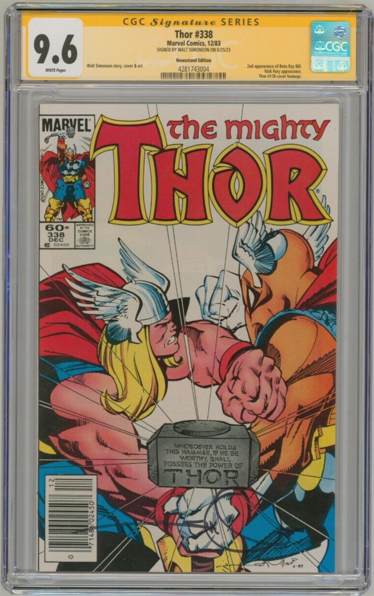 Thor #338 CGC SS 9.6 SIGNED Walt Simonson Art 2nd Beta Ray Bill ...