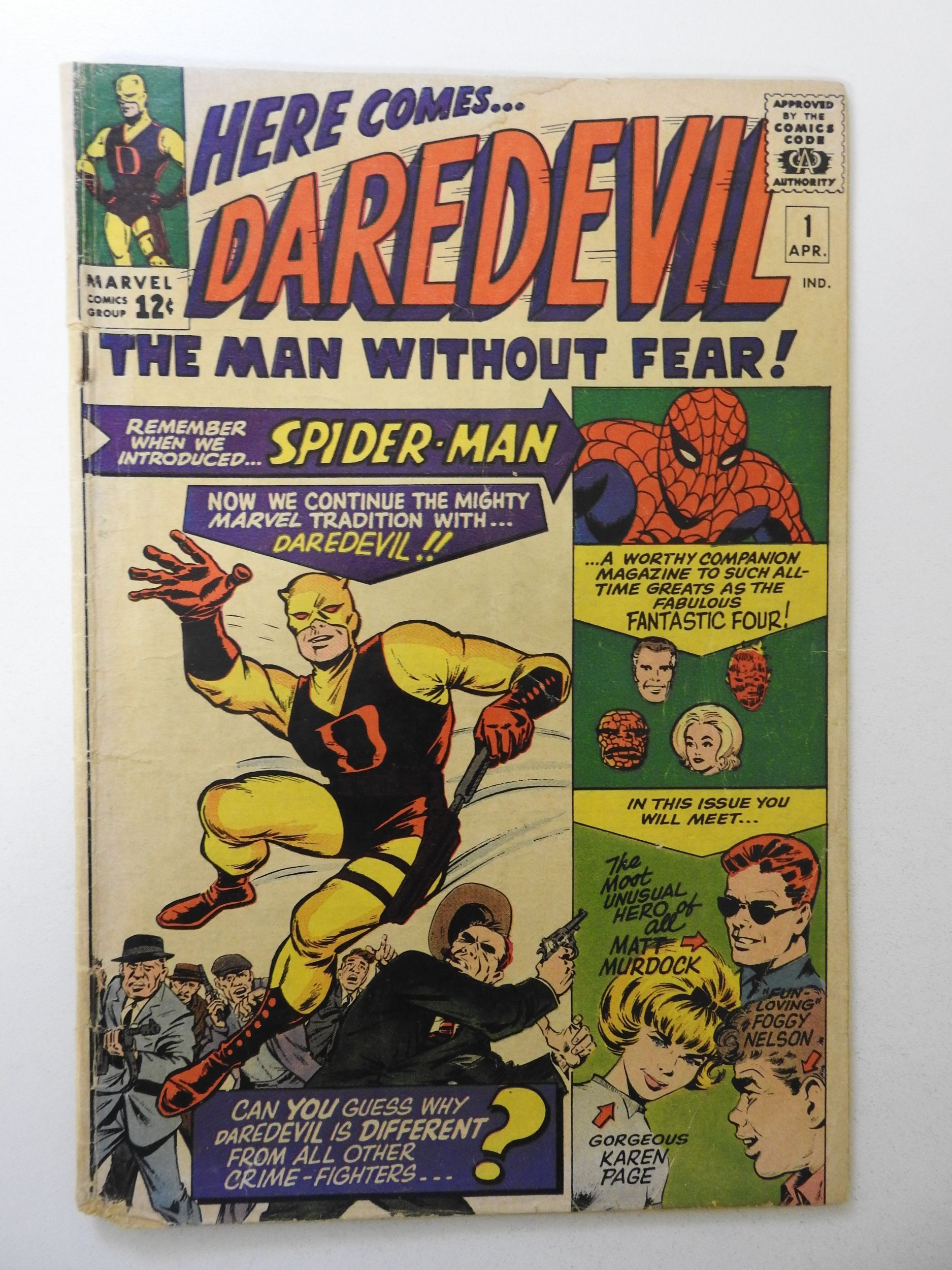 Daredevil #1 (1964) GD Condition moisture stain, chew bottom left ...