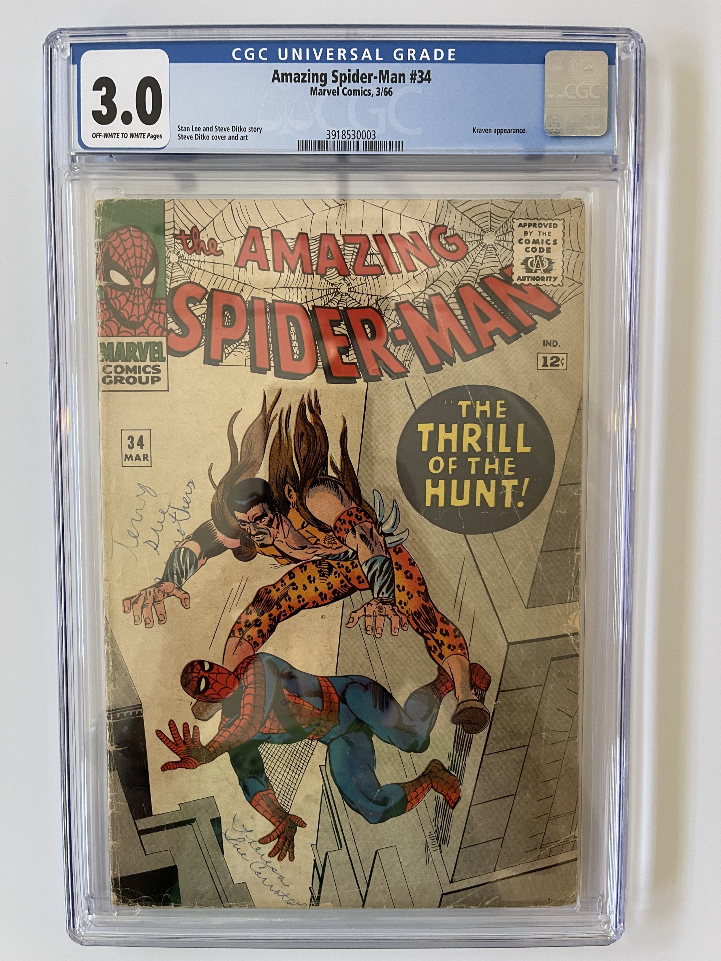 The Amazing Spider-man #34 CGC 3.0..EARLY KRAVEN..The Thrill Of The ...