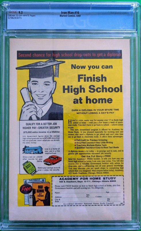 Iron Man #16 (1969) CGC 9.2 - Archie Goodwin, George Tuska, and Johnny ...