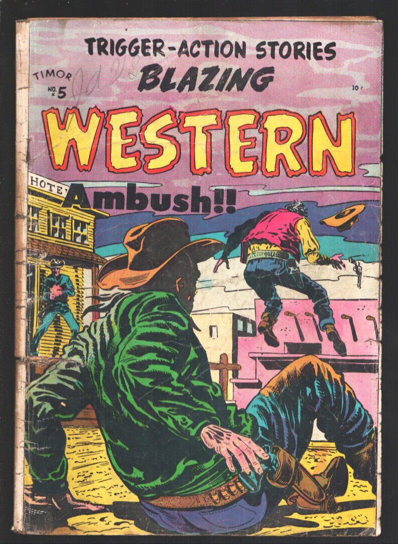 Blazing Western #5 1954-TimorLB Cole cover-Hanging Panels- violent Jay ...