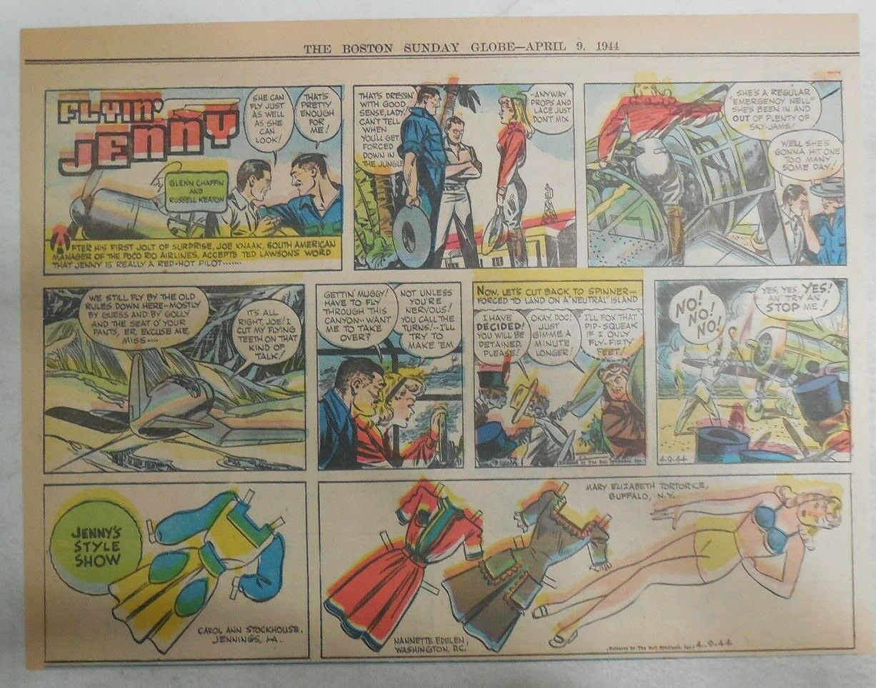 Flying Jenny Sunday Page + Paper Doll by Gladys Parker 4/9/1944 11 x 15 ...
