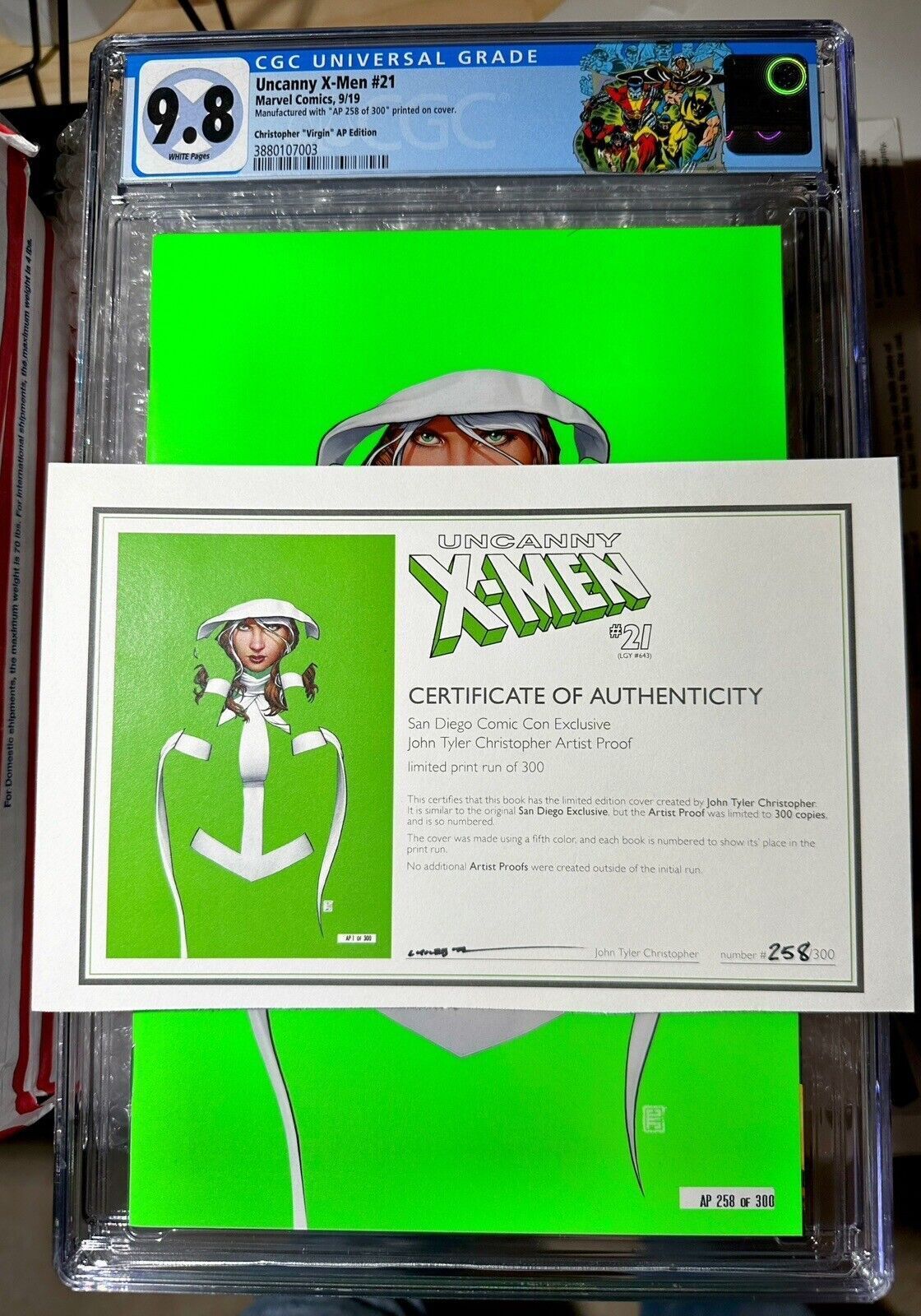 Uncanny X-Men #21, 9.8 CGC, SDCC 2019 JTC Rogue Negative Artist proof ...