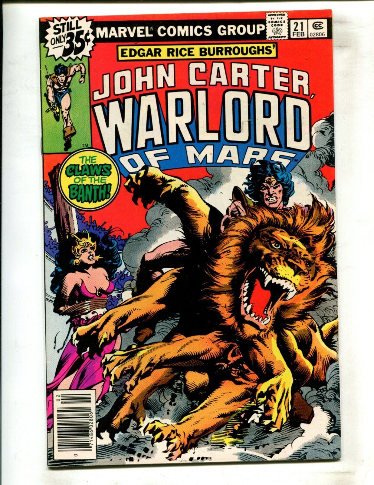 John Carter Warlord of Mars #21 (9.2) the Claws of the Banth!! 1978 ...