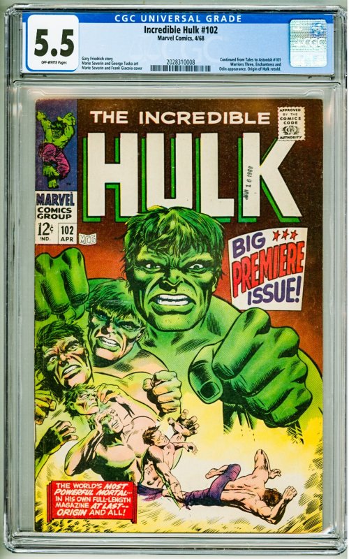 The Incredible Hulk #102 (1968) CGC 5.5! OW Pages! | Comic Books ...