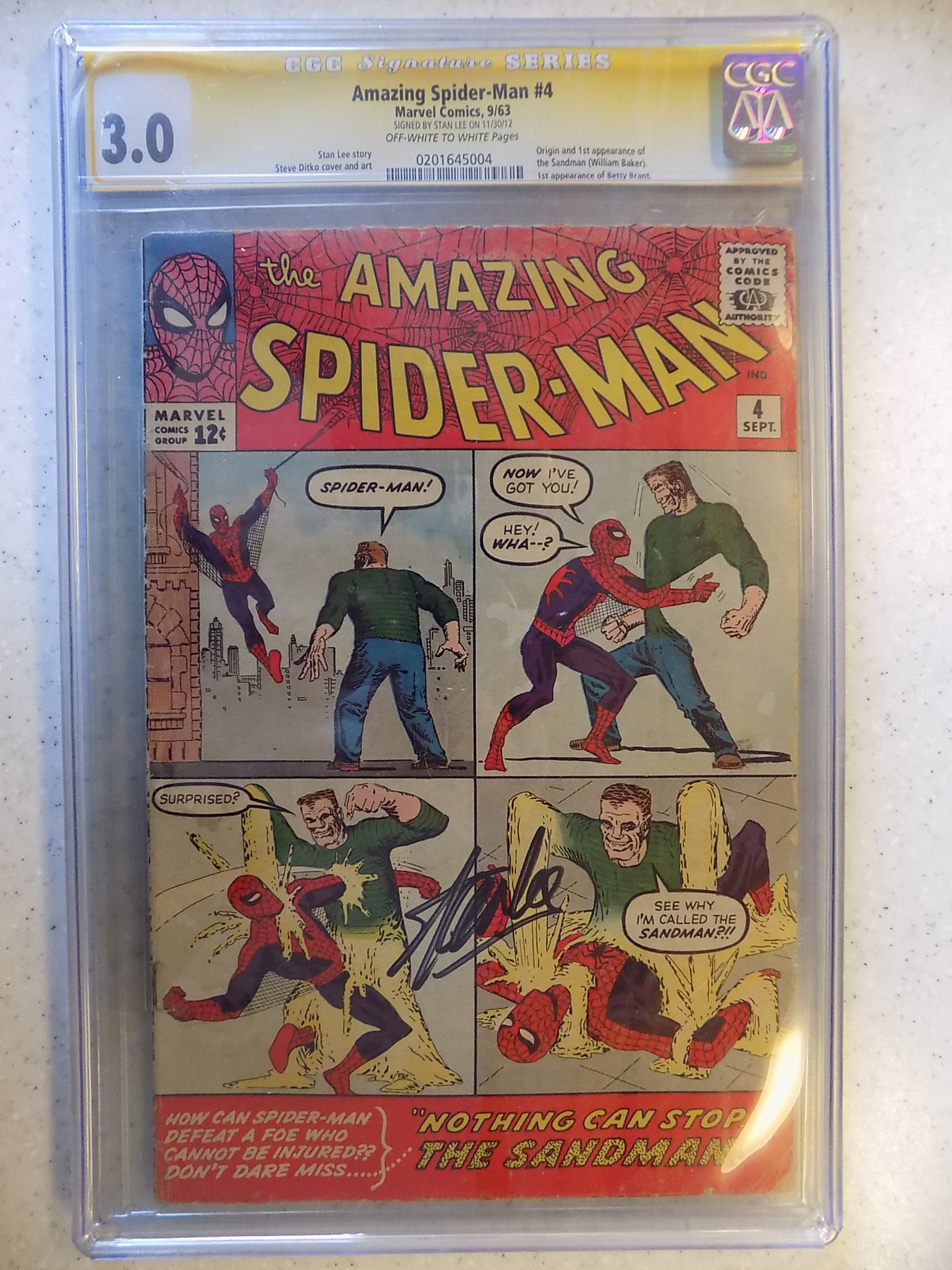 Amazing Spider-Man # 4 CGC SS 3.0. 1st Sandman Signed by Stan LEE Nuff ...