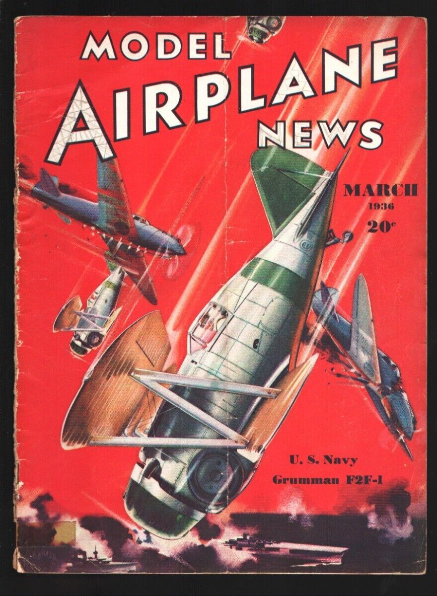 Model Airplane News 3/1936-U.S. Navy Grumman F2F-1 J. Kotula cover art ...