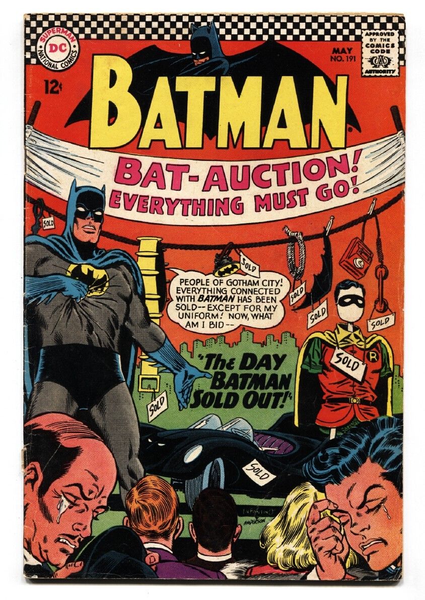 Batman #191 Comic Book 1967-Dc Comics-Auction Cover-Batmobile VG ...