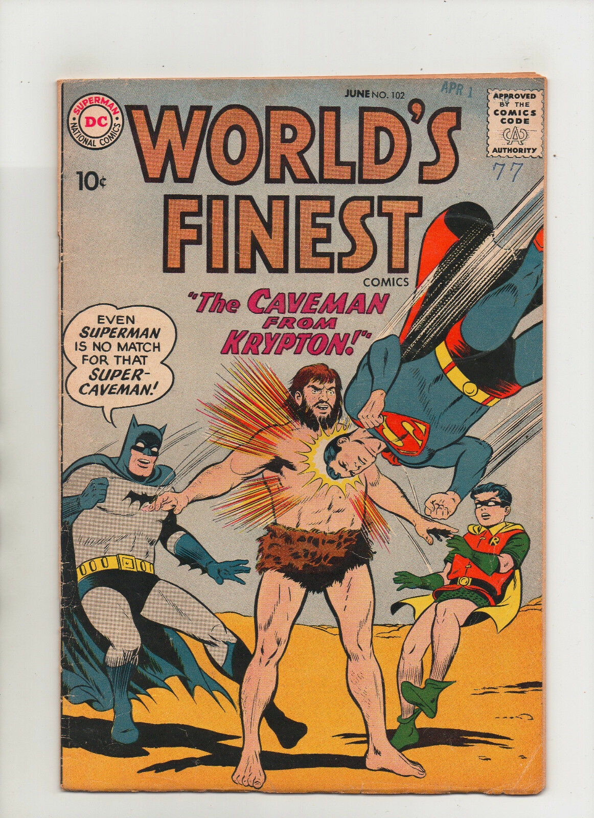 World's Finest #102 - Caveman From Krypton - (Grade 4.0) 1959 | Comic ...
