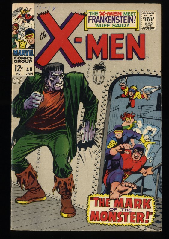 X-Men #40 FN/VF 7.0 Classic Cover! Frankenstein Appearance! Cyclops ...