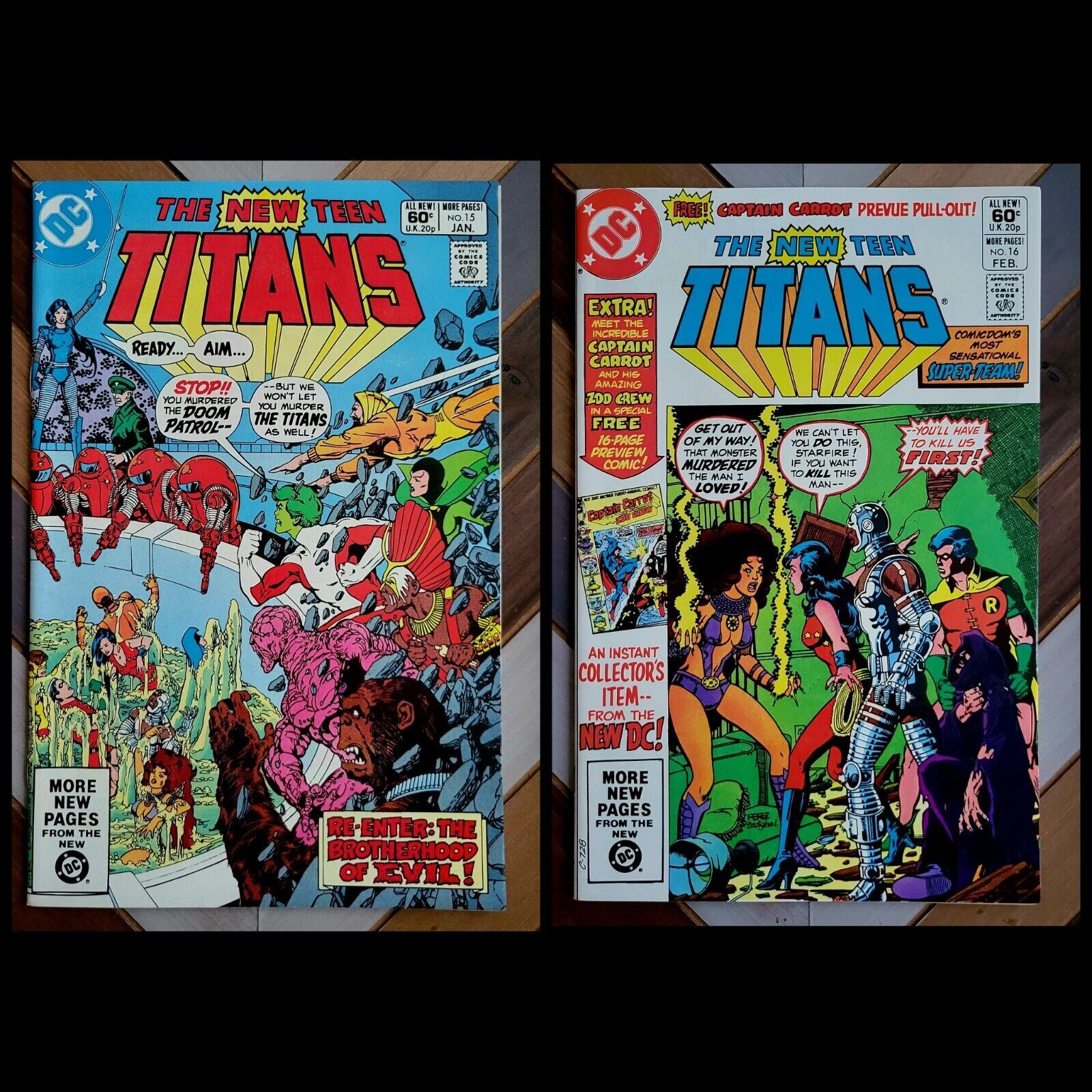 New Teen Titans #15 & 16 Set (DC 1982) BROTHERHOOD of EVIL + STARFIRE ...