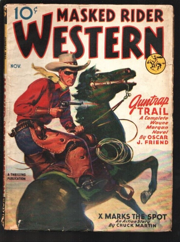 Masked Rider 11/1945-Thrilling-"Guntrap Trail"-Hero pulp from the WWII ...