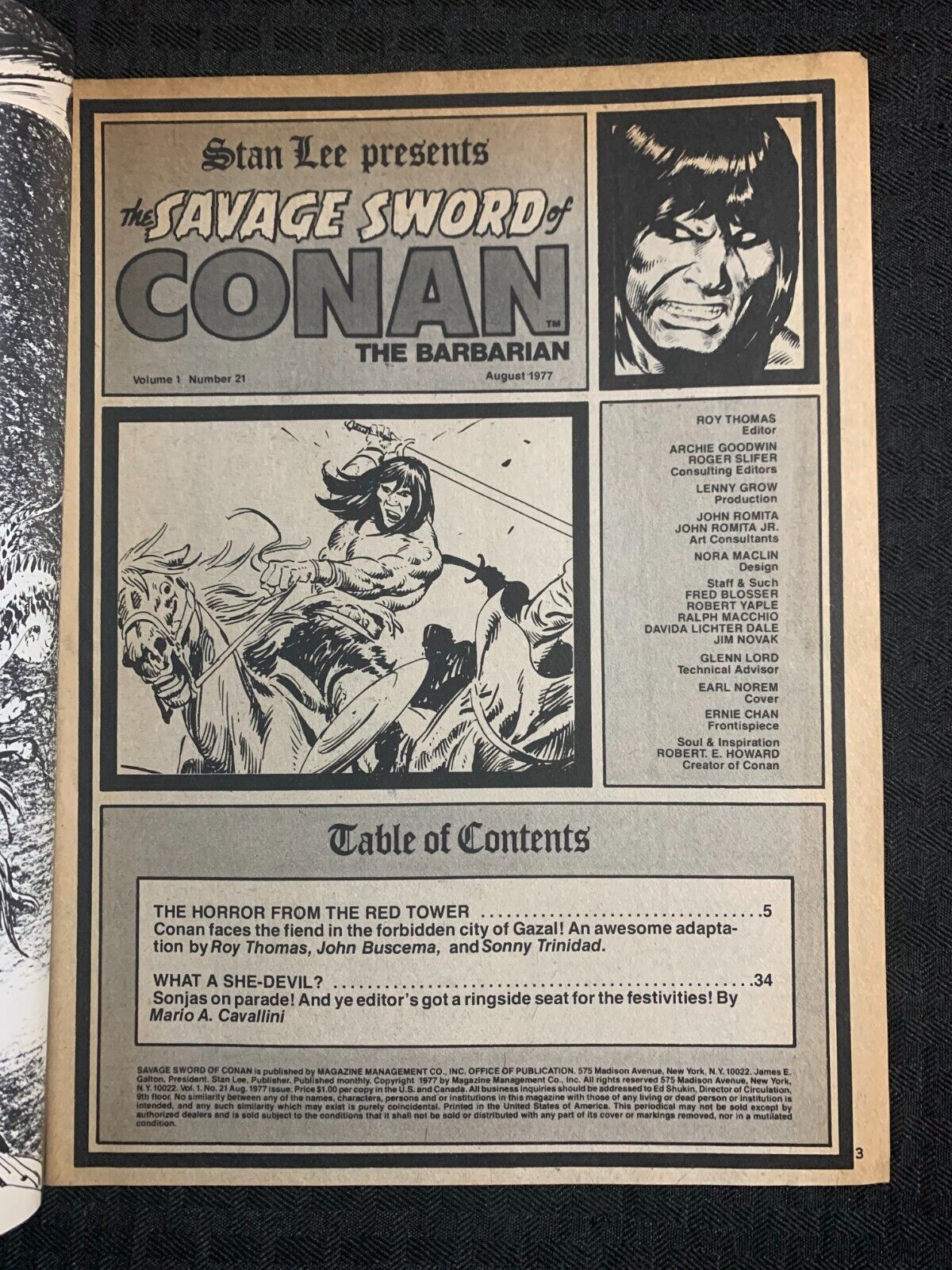 1977 SAVAGE SWORD OF CONAN Magazine #21 VG 4.0 John Buscema / Earl ...
