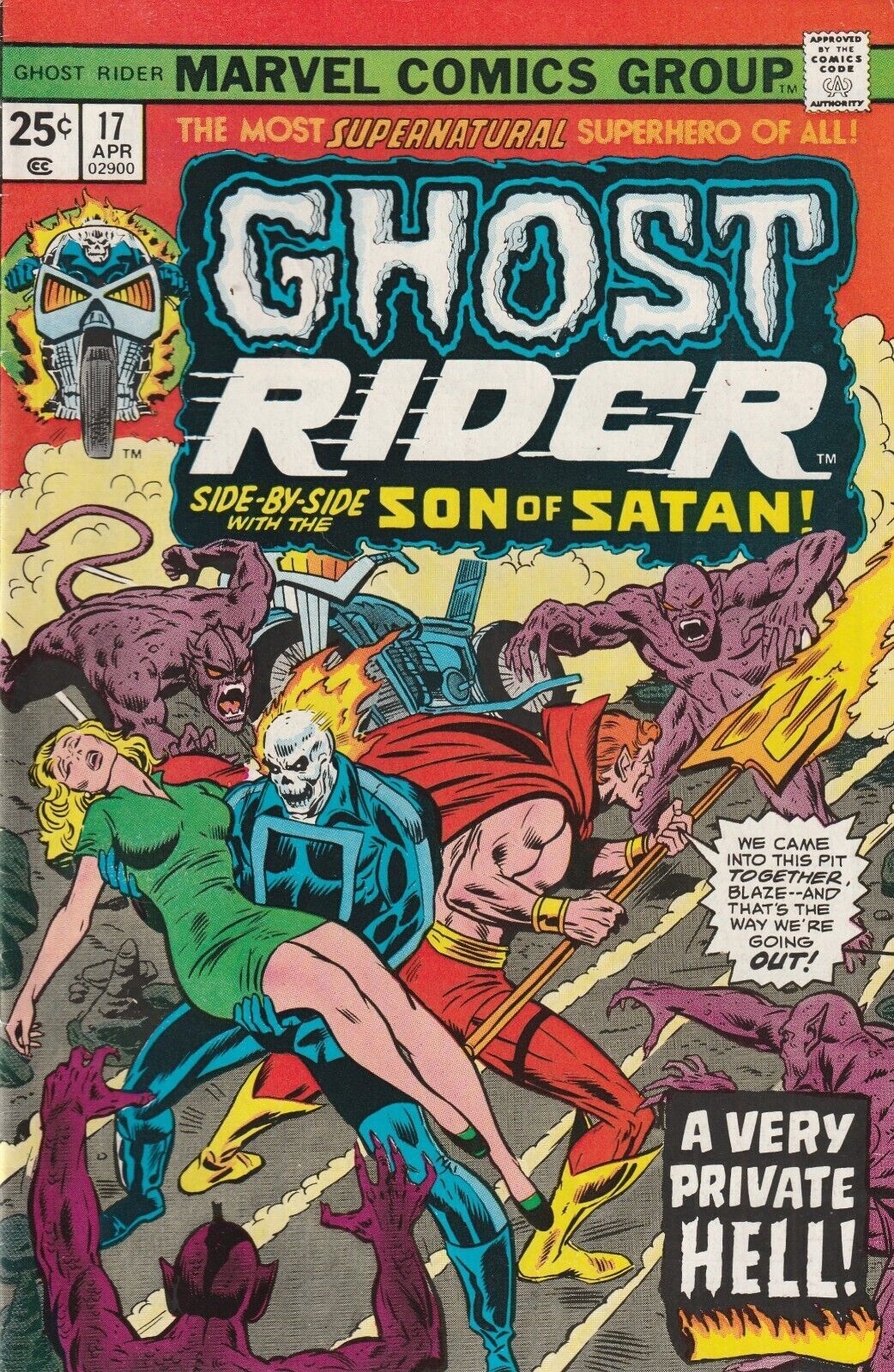 Ghost Rider # 17 FN Marvel 1976 Son Of Satan Appearance [B4] | Comic ...