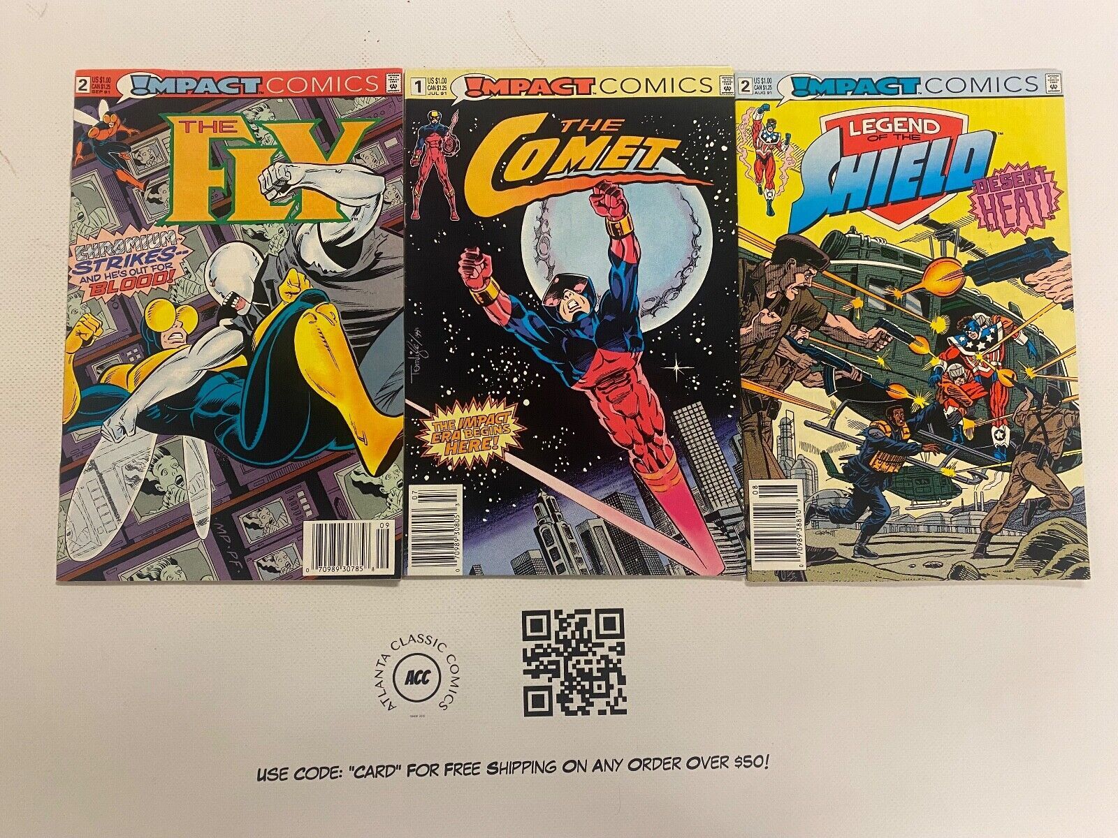 3 Impact Comics The Fly #2 The Comet #1 Legend of the Shield #2 96 KM1 ...