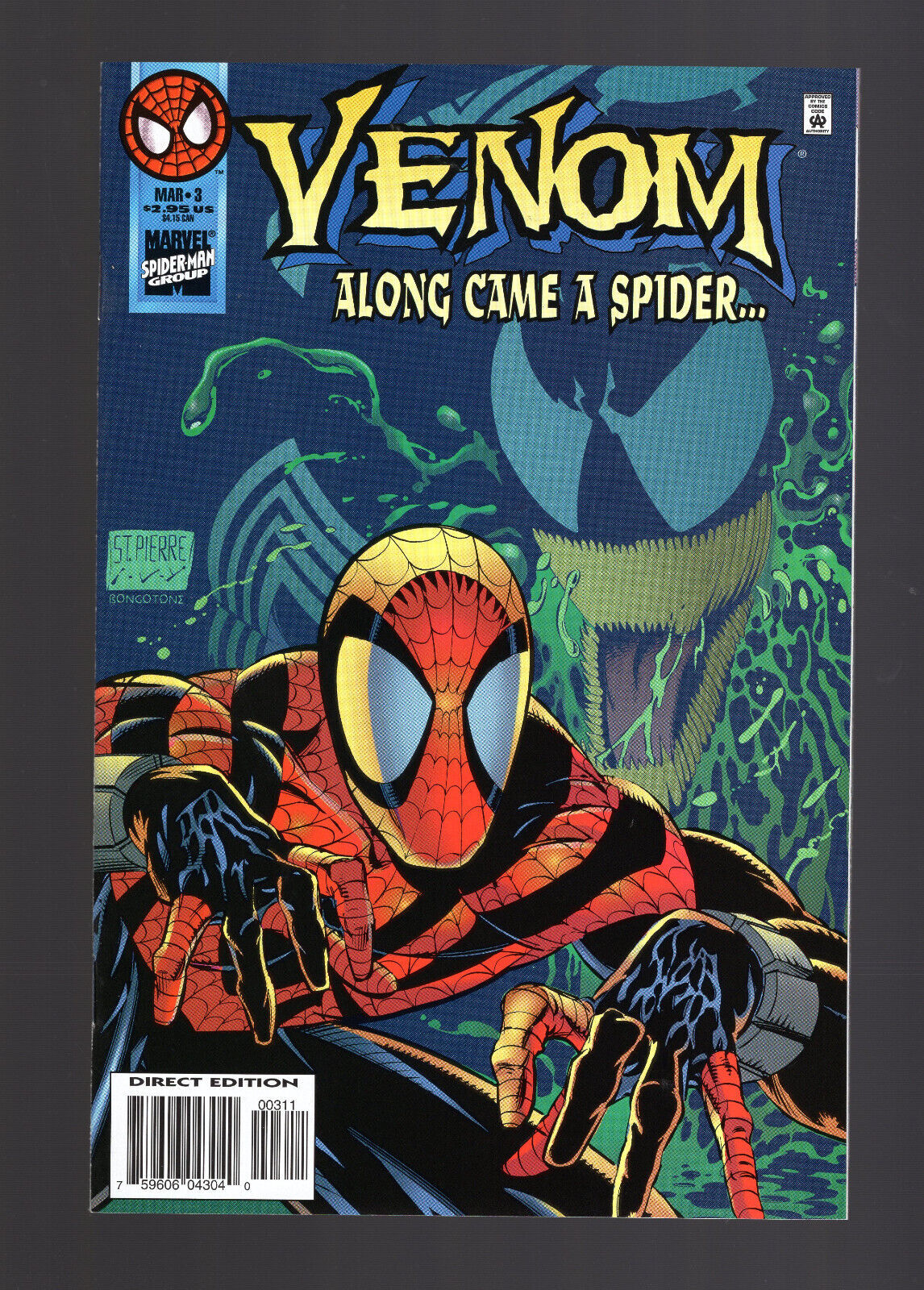 Venom: Along Came a Spider #3 - Joe St. Pierre Cover Art. (9.2 OB) 1996 ...