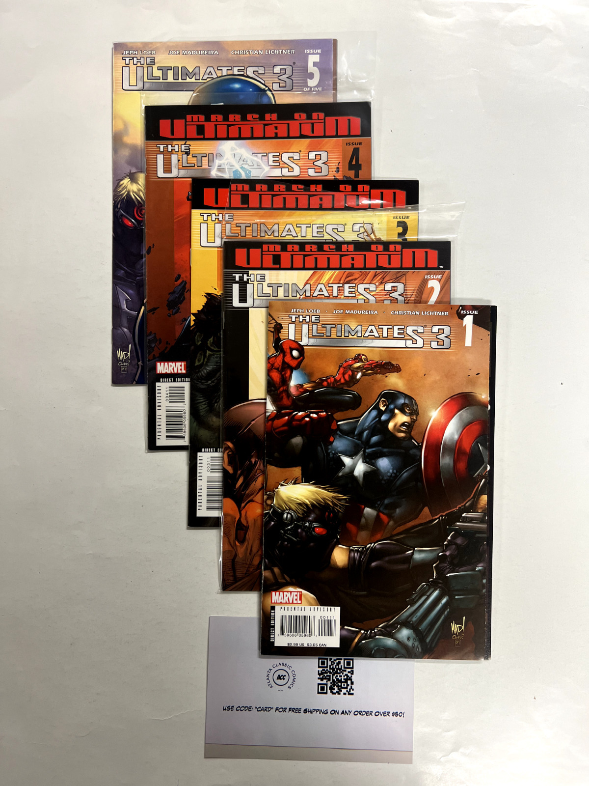 5 The Ultimates 3 Marvel Comic Books# 1 2 3 4 5 Defenders Spiderman ...